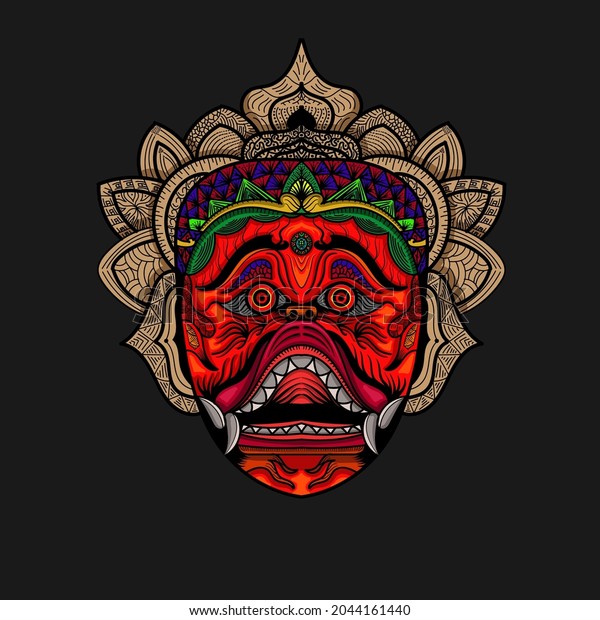 Vector Illustration Hanuman Mask Dark Gray Stock Vector (Royalty Free ...