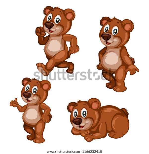Vector Illustration Happy Bear Set Cute Stock Vector (Royalty Free ...