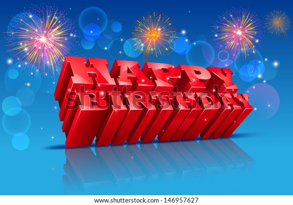 Vector Illustration Happy Birthday Background Firework Stock Vector ...