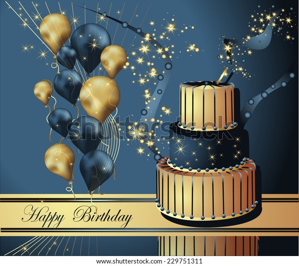 Vector Illustration Happy Birthday Greeting Card Stock Vector (Royalty ...