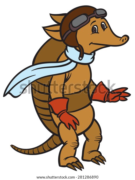 Vector Illustration Happy Cartoon Funny Armadillo Stock Vector (Royalty ...