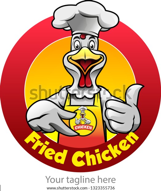 Vector Illustration Happy Chicken Symbol Fried Stock Vector (Royalty ...