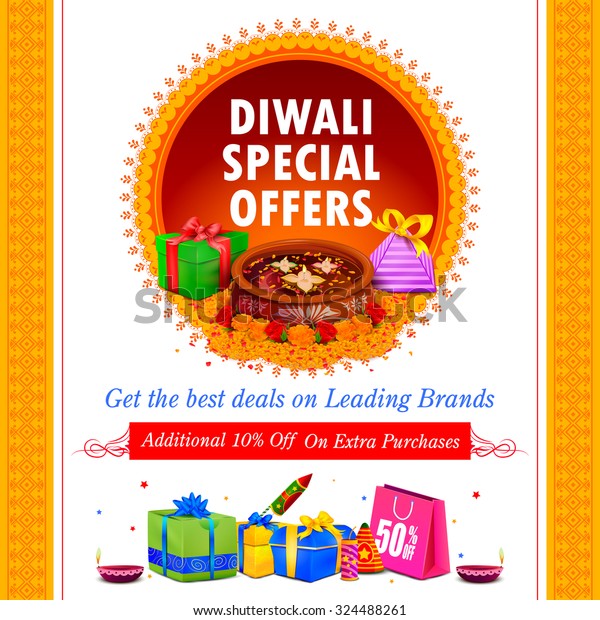 Vector Illustration Happy Diwali Holiday Offer Stock Vector (Royalty ...