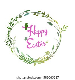 Wreath Floral Branch Hand Drawn Style Stock Vector (Royalty Free ...