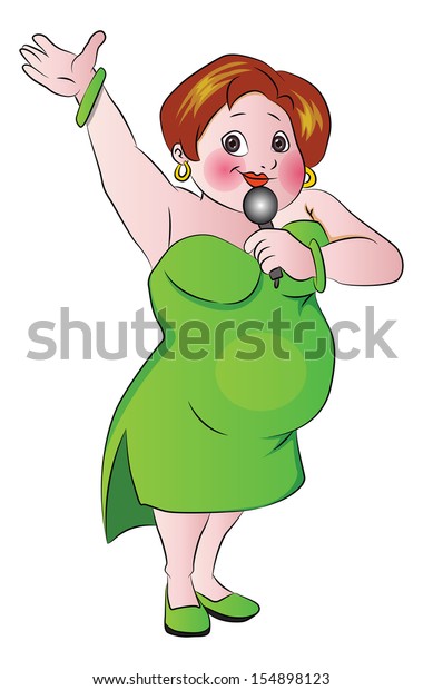 Vector Illustration Happy Female Singer Holding Stock Vector (Royalty ...