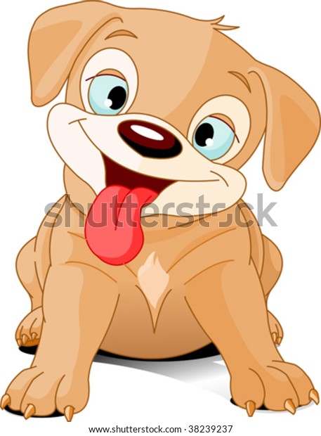 Vector Illustration Happy Funny Cartoon Puppy Stock Vector (Royalty ...