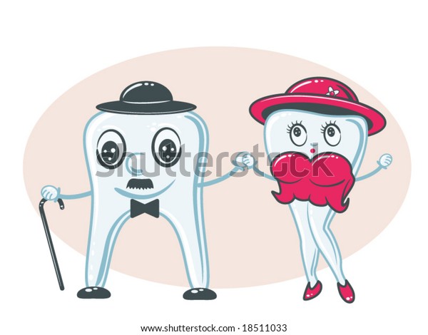 Vector Illustration Happy Healthy Teeth Dancing Stock Vector (Royalty ...