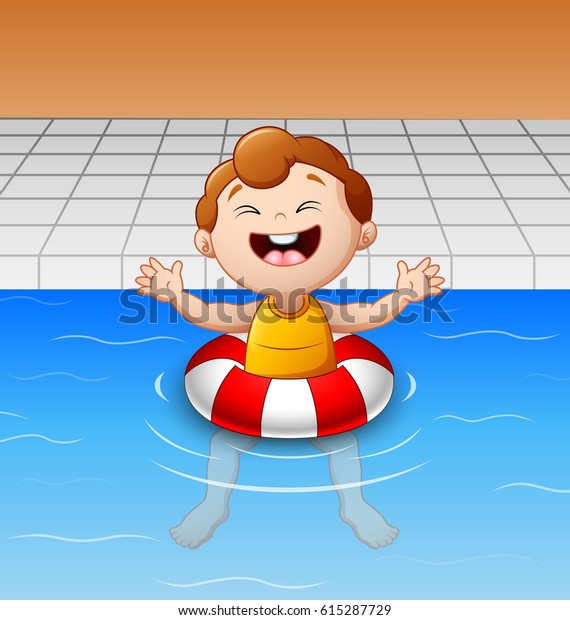 Vector Illustration Happy Little Boy Floating Stock Vector (Royalty ...
