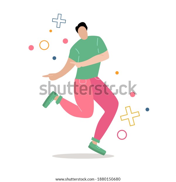 Vector Illustration Happy Man Jumping Cartoon Stock Vector (Royalty ...