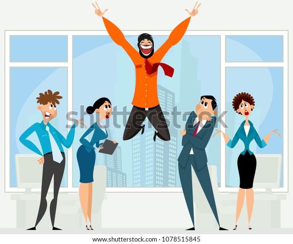 Vector Illustration Happy Man Office Stock Vector (Royalty Free ...