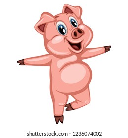 Vector Illustration Happy Pig Cute Cartoon Stock Vector (Royalty Free ...