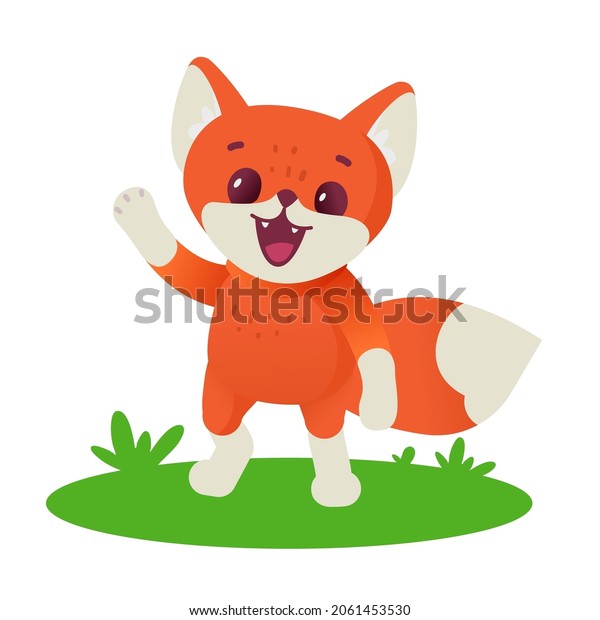 Vector Illustration Happy Red Fox Character Stock Vector (Royalty Free ...