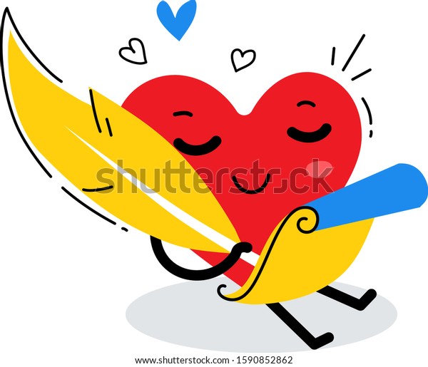 Vector Illustration Happy Red Heart Character Stock Vector (Royalty ...
