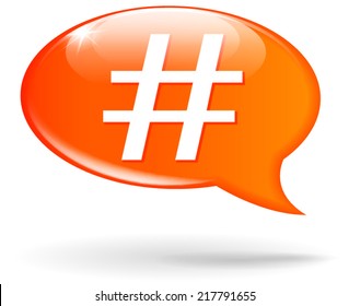 Vector Illustration Hashtag Orange Speech Bubble Stock Vector (Royalty ...