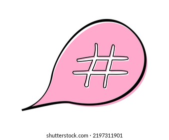 Vector Illustration Hashtag Sign Speech Bubble Stock Vector (Royalty ...