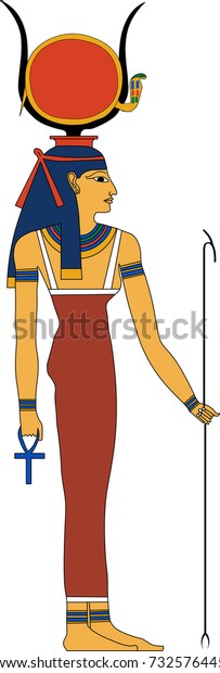 Vector Illustration Hathor Ancient Egyptian Goddess Stock Vector ...