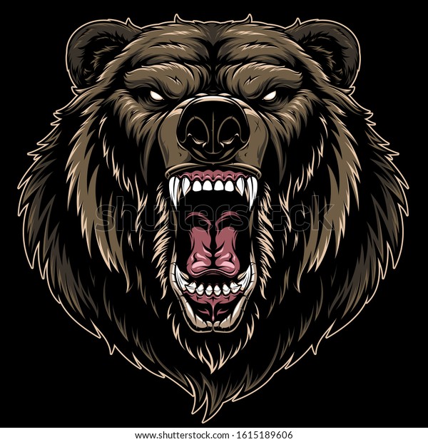 Vector Illustration Head Ferocious Grizzly Bear 库存矢量图（免版税）1615189606 ...
