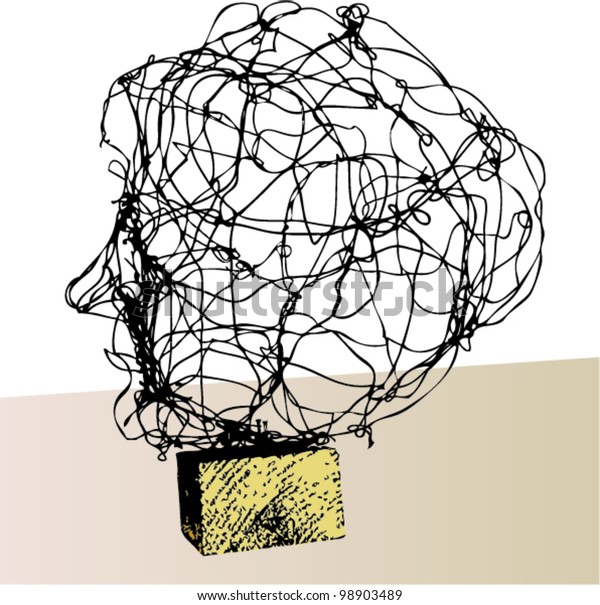 Vector Illustration Head Made Wire Stock Vector (Royalty Free) 98903489 ...