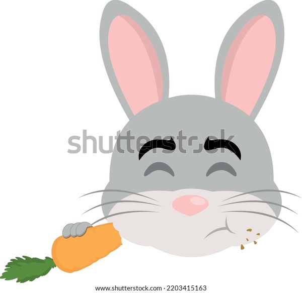 Vector Illustration Head Rabbit Cartoon Eating Stock Vector (Royalty ...