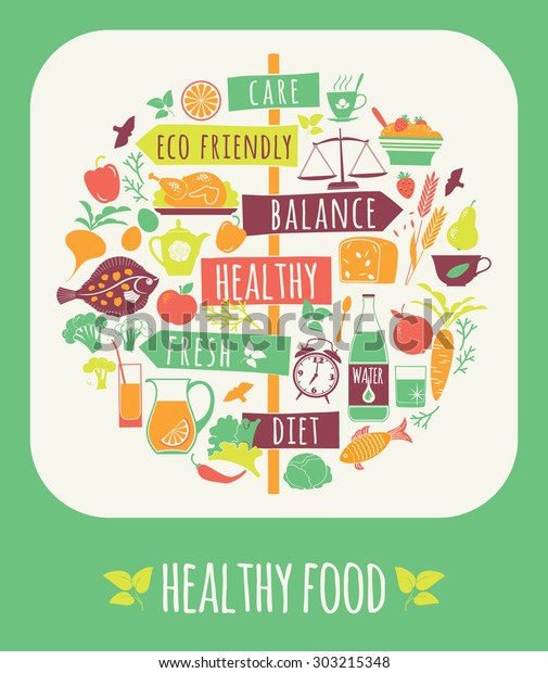 Vector illustration of Healthy Food. Elements for design