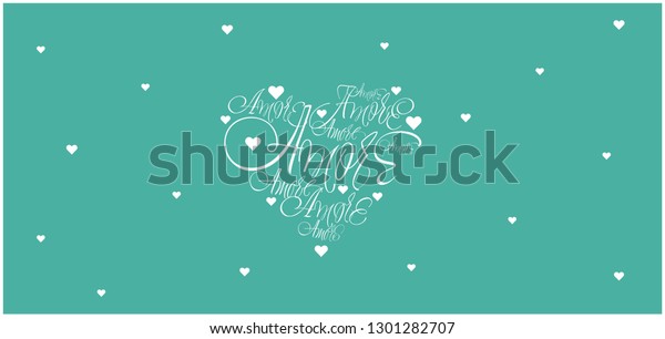 Vector Illustration Heart Calligraphic Amore Written Stock Vector ...