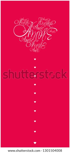 Vector Illustration Heart Calligraphic Amore Written Stock Vector ...