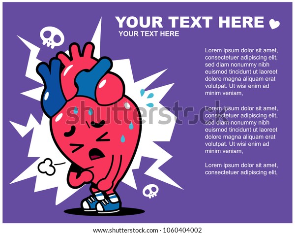 Vector Illustration Heart Character Getting Tired: vector de stock ...