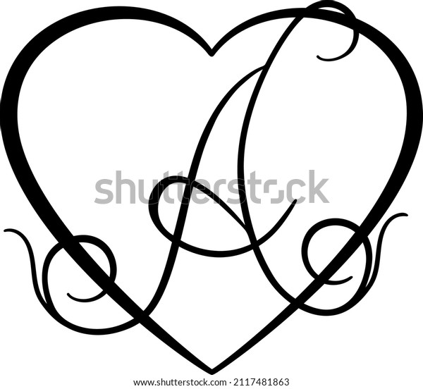 Vector Illustration Heart Letter Romantic Drawing Stock Vector (Royalty ...