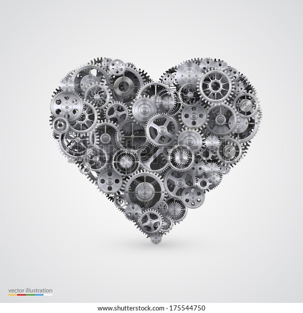 Vector Illustration Heart Made Gears Mechanics : image vectorielle de ...