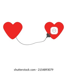 Vector Illustration Heart Plugged Heart Love Stock Vector (Royalty Free ...