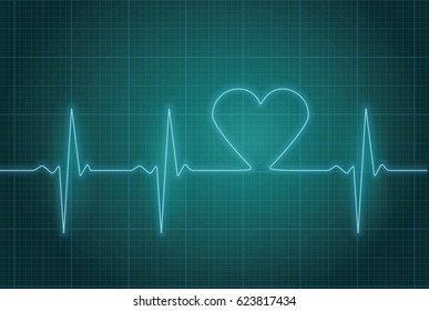 Vector Illustration Heart Pulse Blue Stock Vector (Royalty Free ...