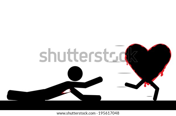 Vector Illustration Heart Running Away Man Stock Vector (Royalty Free ...