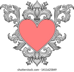 Vector Illustration Heart Shape Frame Baroque Stock Vector (Royalty ...