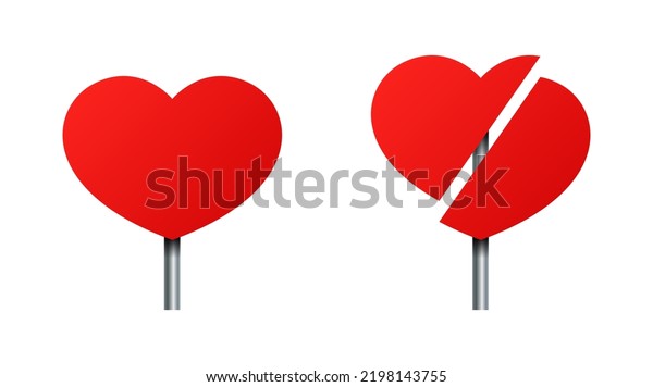 Vector Illustration Heart Shape Road Signs Stock Vector (Royalty Free ...