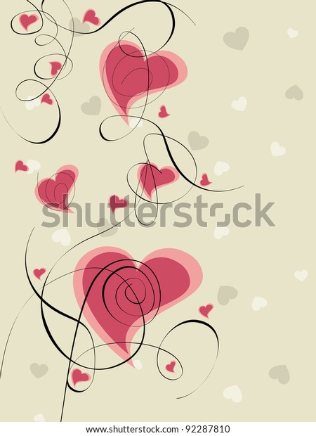 Vector Illustration Heart Shapes Pink Color Stock Vector (Royalty Free ...