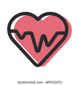 Vector Illustration Heartbeat Heart Shape Pulse Stock Vector (Royalty ...