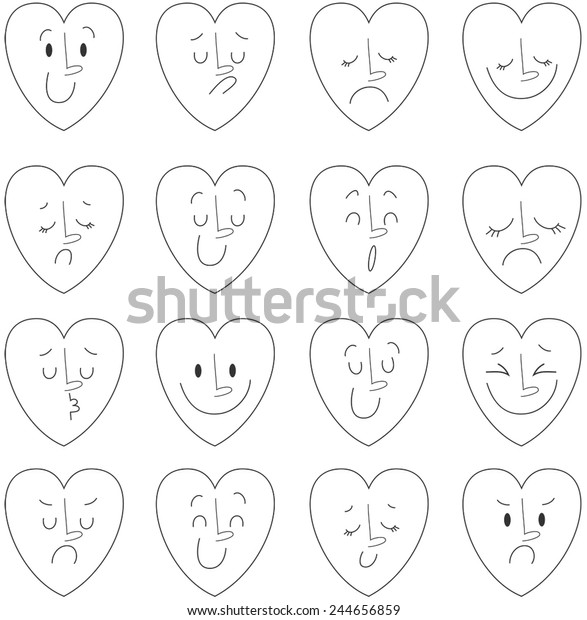Vector Illustration Hearts Emotions Stock Vector (Royalty Free ...