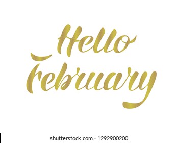Vector Illustration Hello February Lettering Gold Stock Vector (Royalty ...