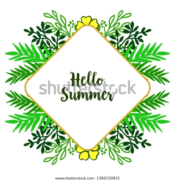 Vector Illustration Hello Summer Green Leafy Stock Vector (Royalty Free ...