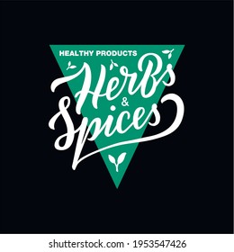 Vector Illustration Herbs Spices Emblem Handwritten Stock Vector ...