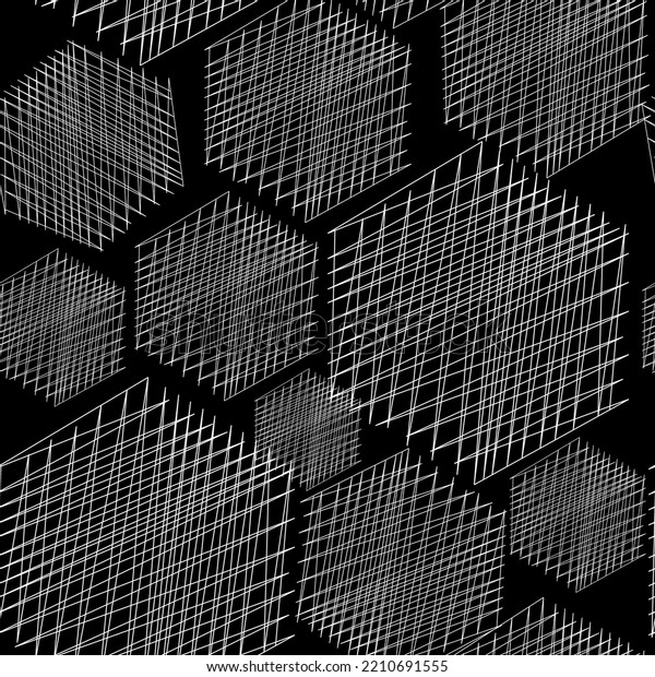 Vector Illustration Hexagon Line Drawing Texture Stock Vector (Royalty ...