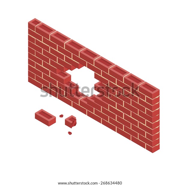 Vector Illustration Hole Firewall Brick Wall Stock Vector (Royalty Free ...