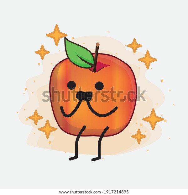 Vector Illustration Honeycrisp Apple Character Cute Stock Vector ...