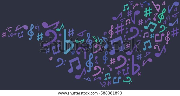 Vector Illustration Horizontal Banner Musical Notes: เวกเตอร์สต็อก ...