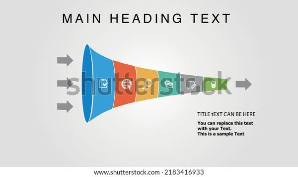 Vector Illustration Horizontal Funnel Diagram Infographic: เวกเตอร์ ...
