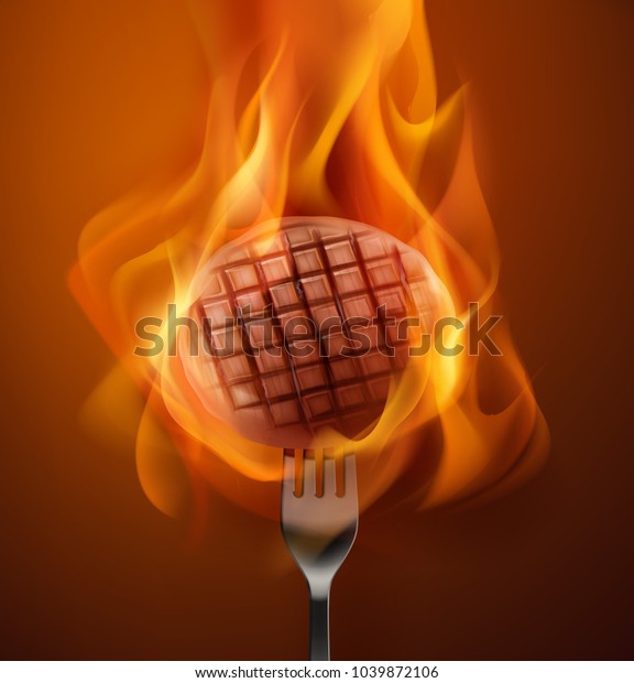 Vector Illustration Hot Grilled Meat Steak Stock Vector (Royalty Free ...