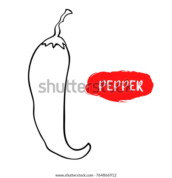Vector Illustration Hot Pepper Sketch Outline Stock Vector (Royalty ...
