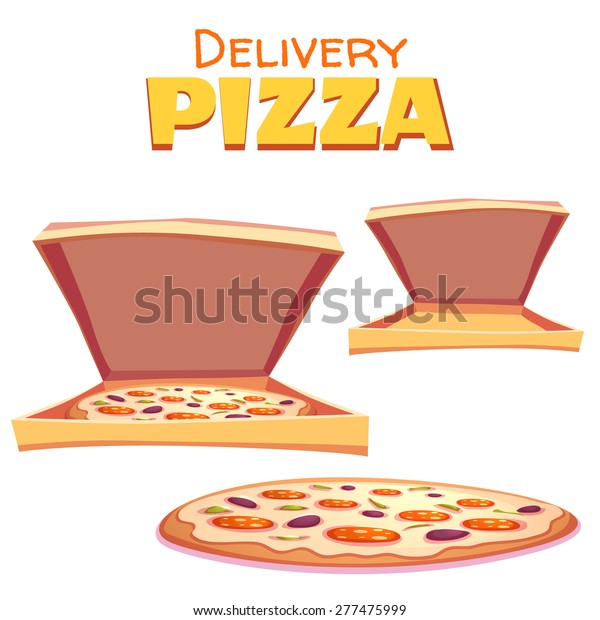 Vector Illustration Hot Pizza Box Text Stock Vector (Royalty Free ...