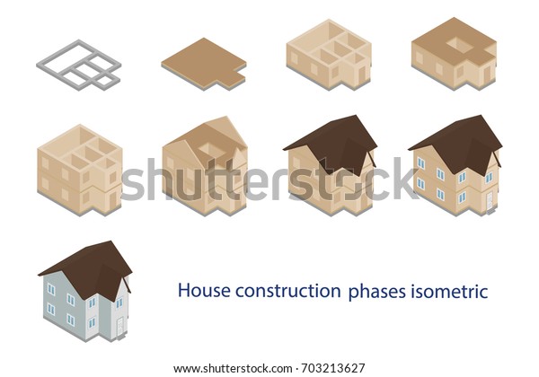 Vector Illustration House Building Construction Phases Stock Vector ...