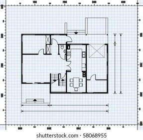Vector Illustration House Project House Blueprint Stock Vector (Royalty ...